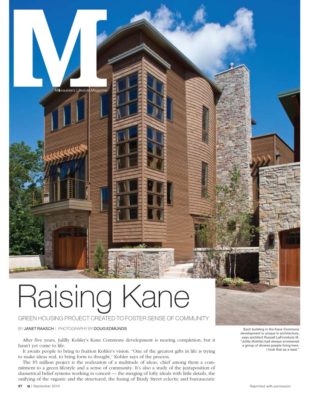 Raising Kane-Milwaukee lifestyle magazine – Russell E LaFrombois, III ...